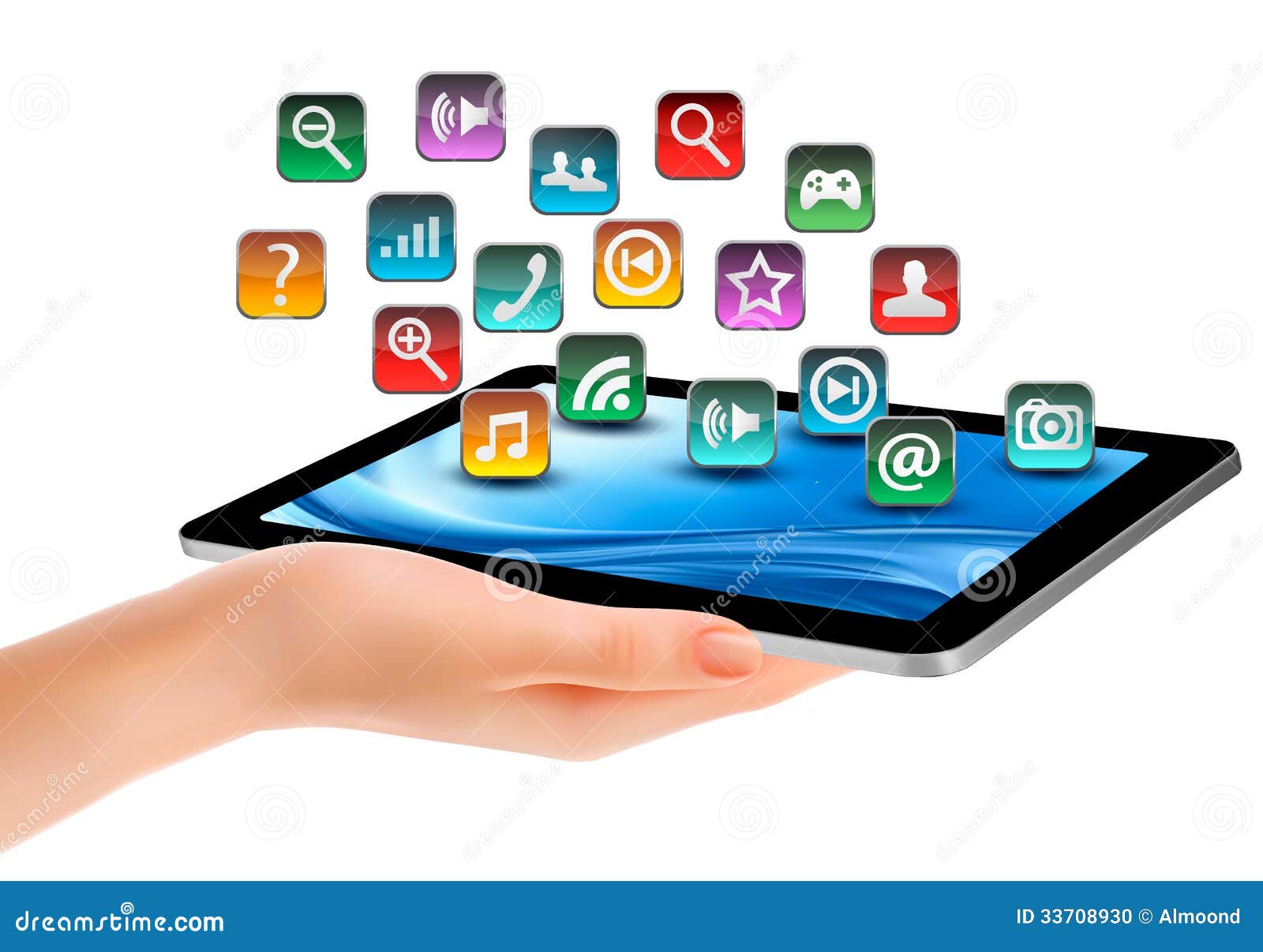 Colorful Application Icons in a Tablet. Stock Vector - Illustration of ...