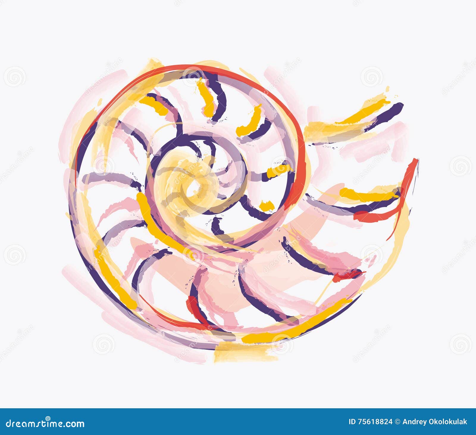 Colorful Aquarelle Ammonite Stock Illustration - Illustration of spiral ...