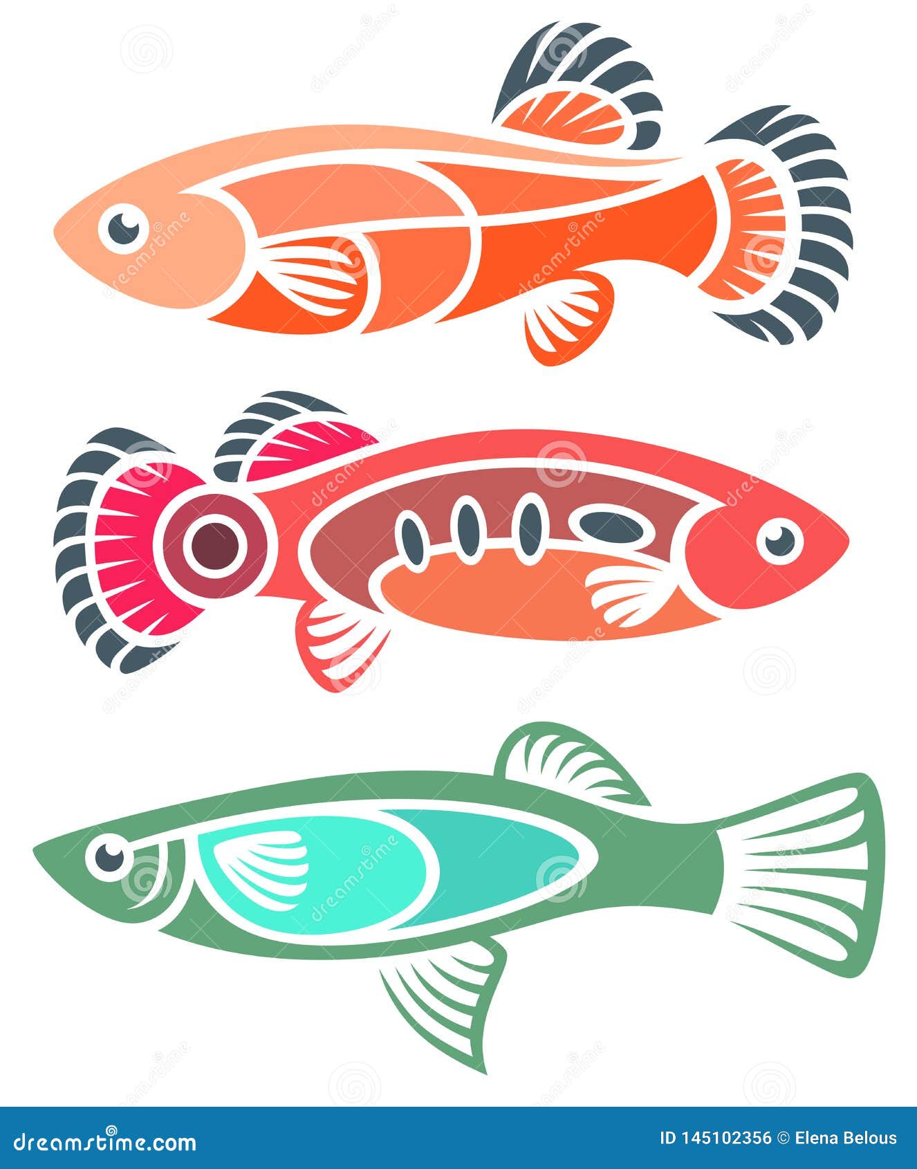 Stylized Aquarium Fish stock vector. Illustration of colorfully - 145102356