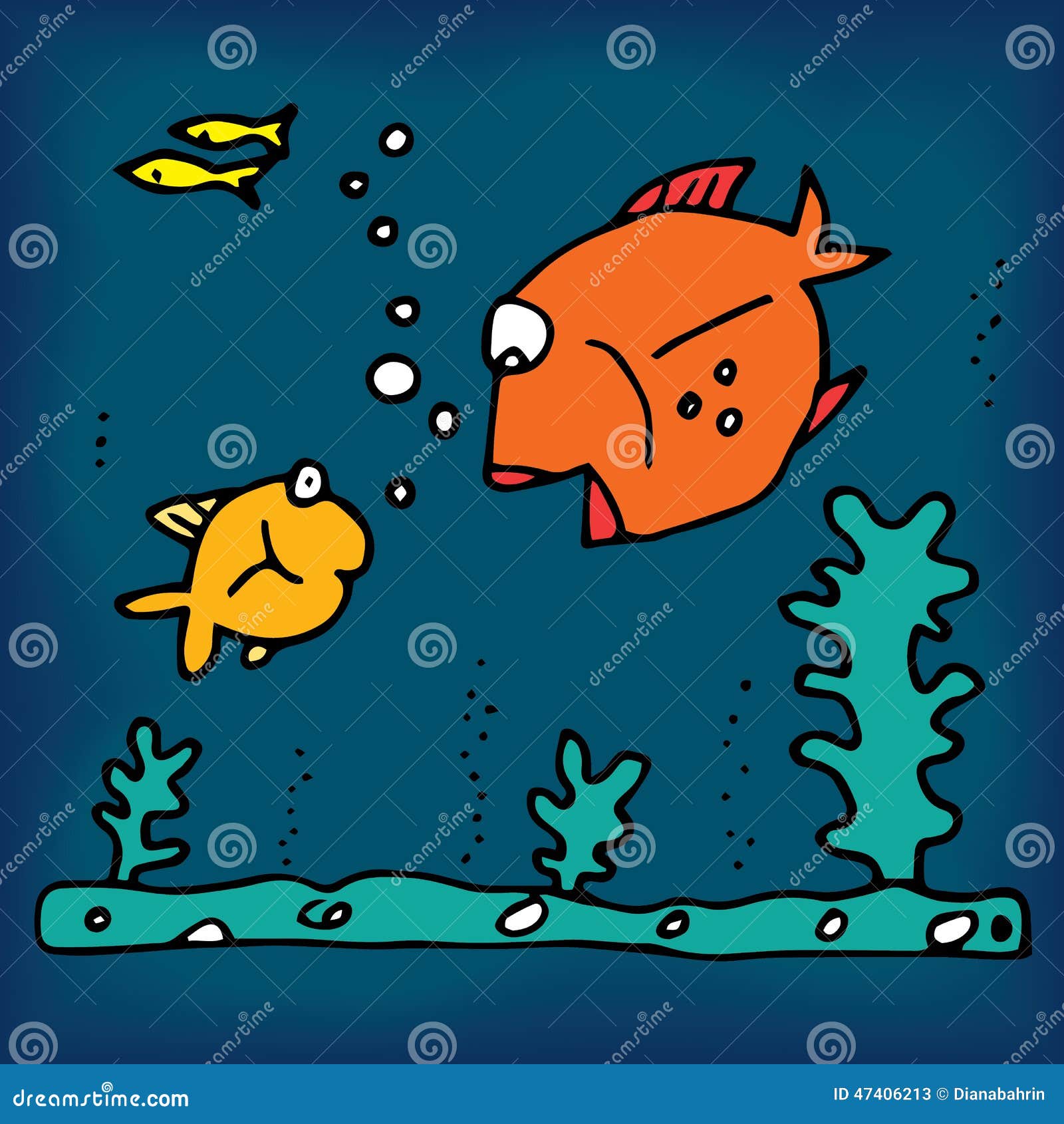 Colorful aquatic life stock vector. Illustration of bubble - 47406213