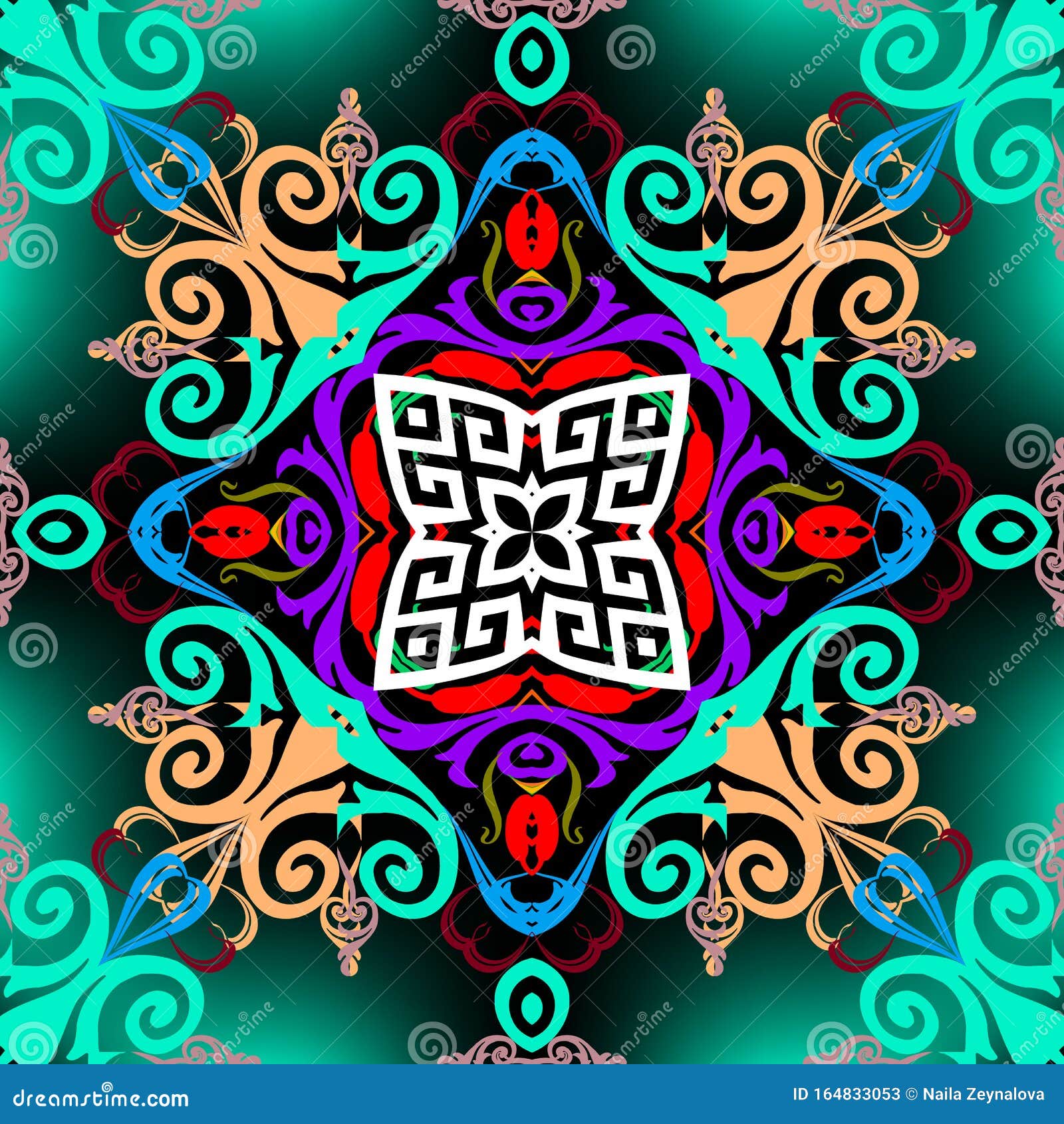 Colorful Arabesque Style Seamless Pattern. Greek Glowing Vector ...