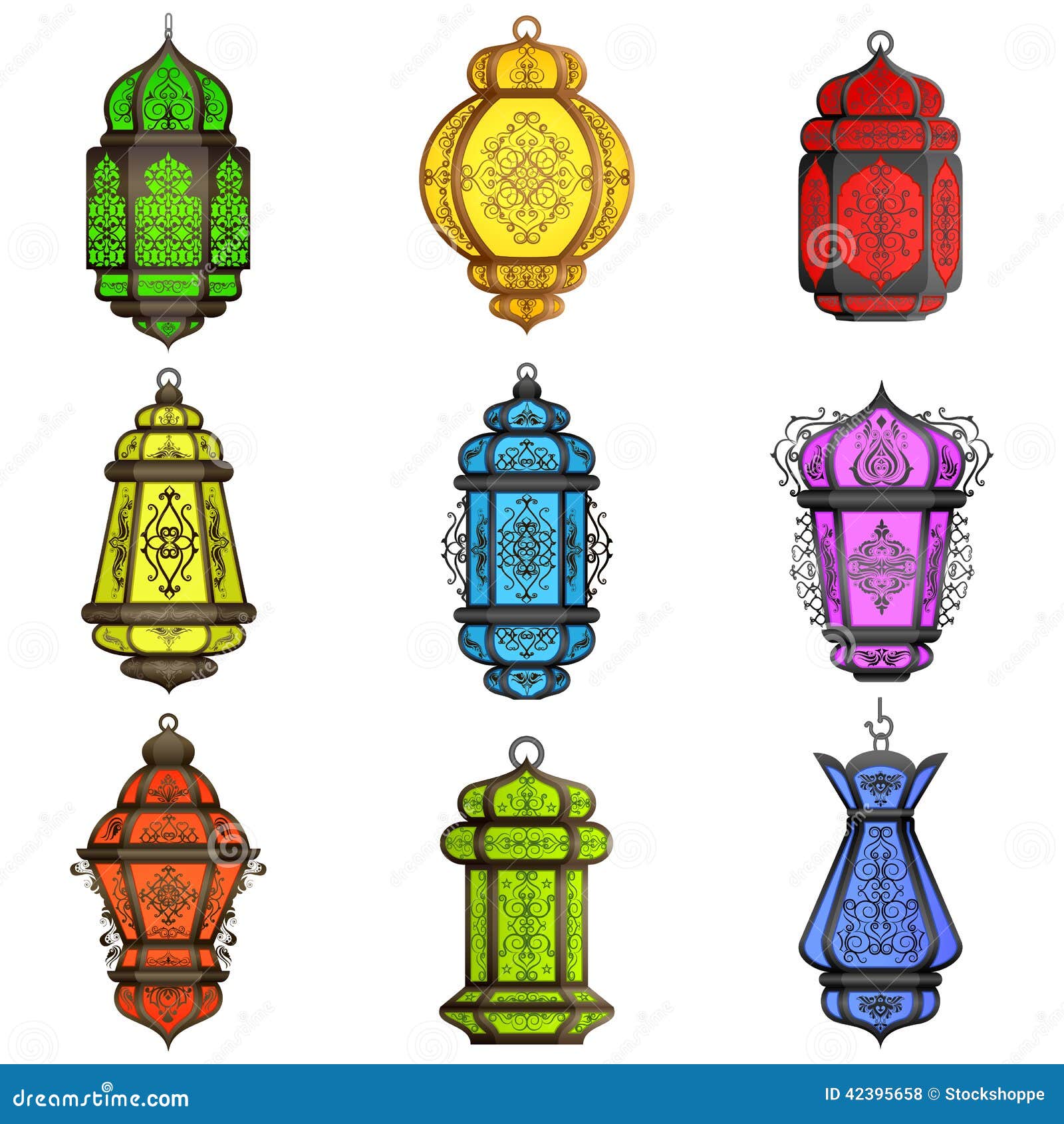 Colorful Arabic lamp stock vector. Illustration of light - 42395658