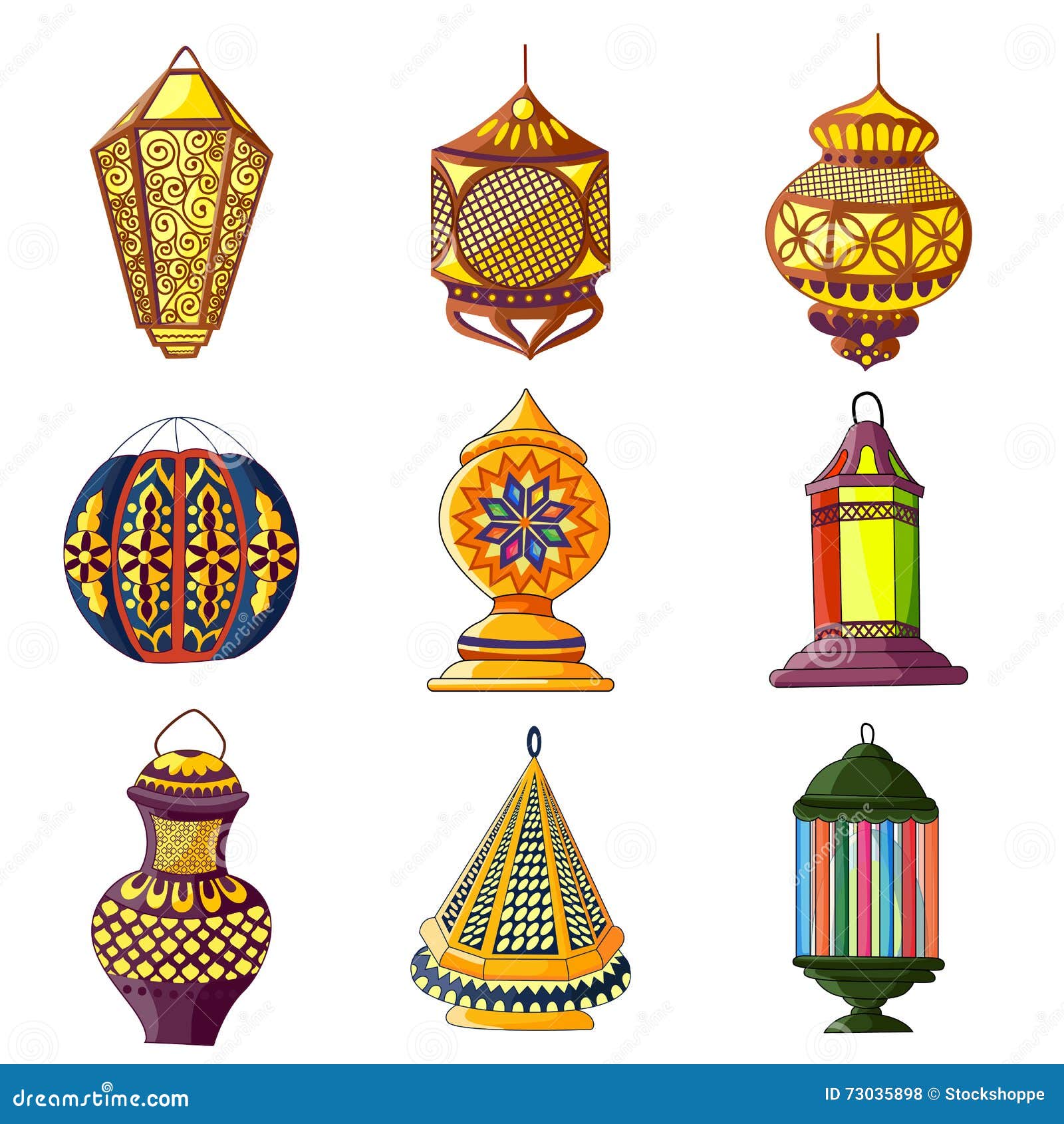 Colorful Arabic lamp stock vector. Illustration of hanging - 73035898