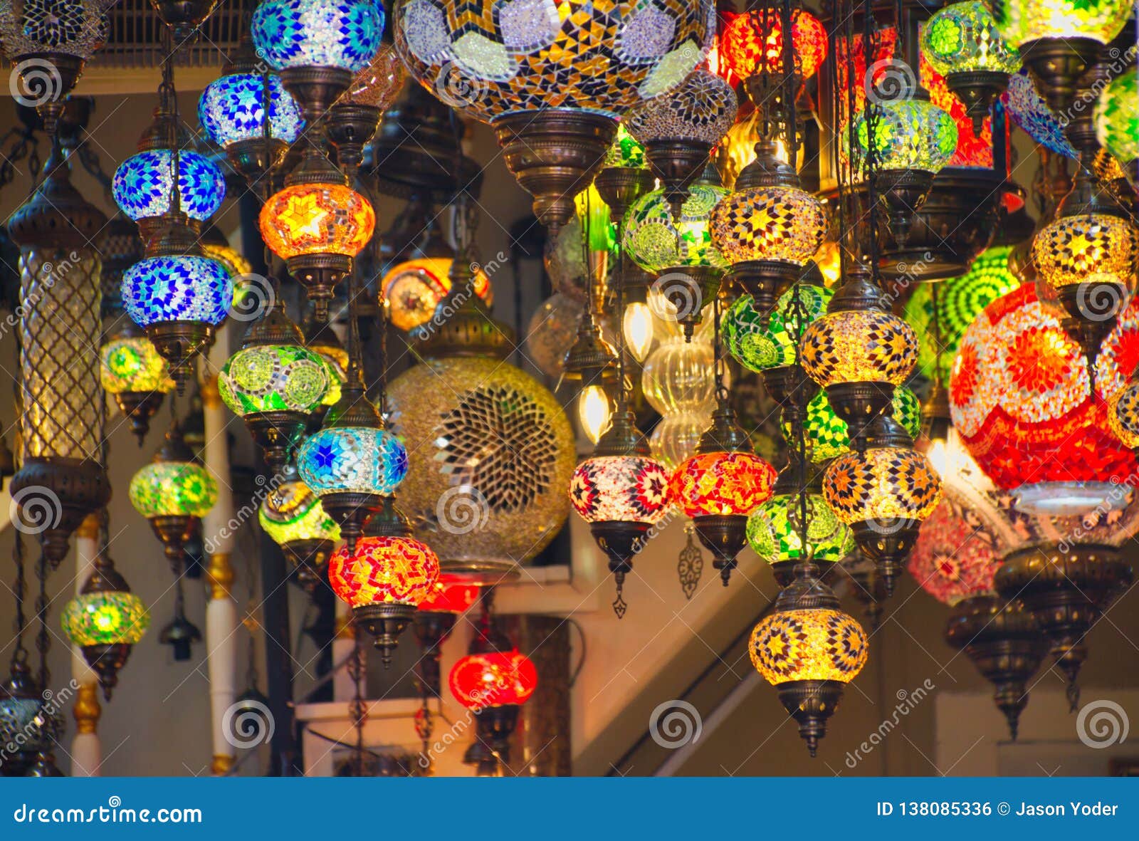 Colorful Arabic Lanterns stock photo. Image of glass - 138085336