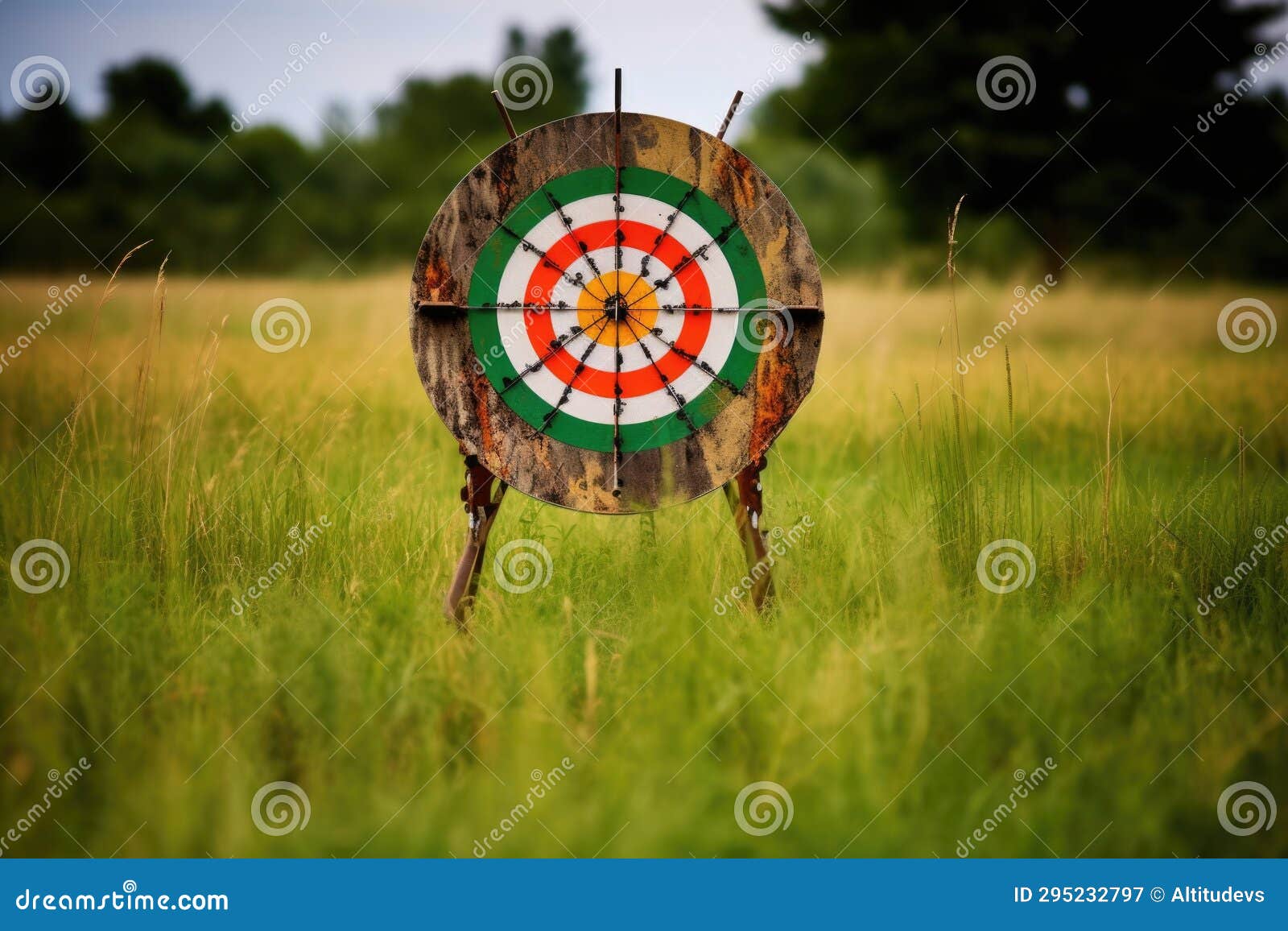 A Colorful Archery Target Standing in a Field Stock Image - Image of ...