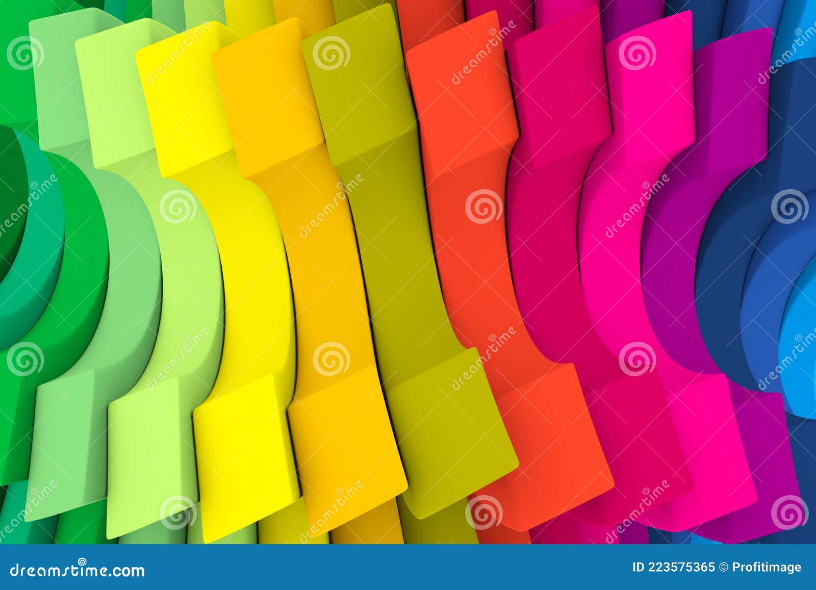 Colorful Arches Curved Abstract Background 3D Stock Illustration ...
