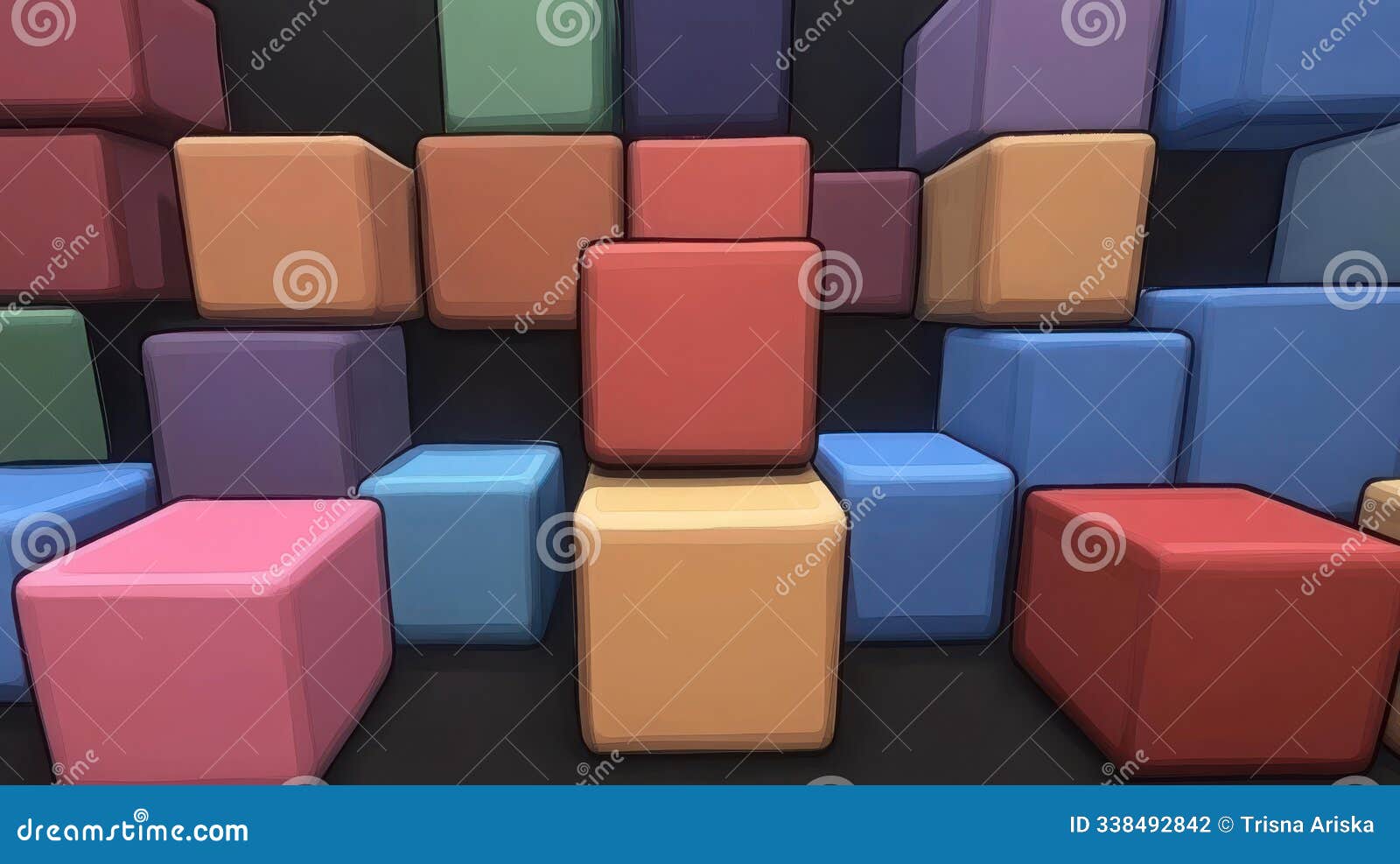 A Colorful Arrangement of 3D Blocks, Creating a Playful and Vibrant ...
