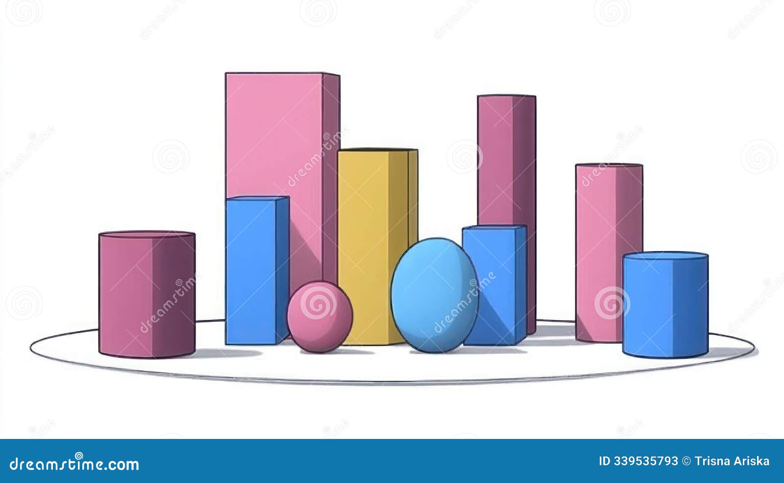 A Colorful Arrangement of Geometric Shapes on a Flat Surface ...