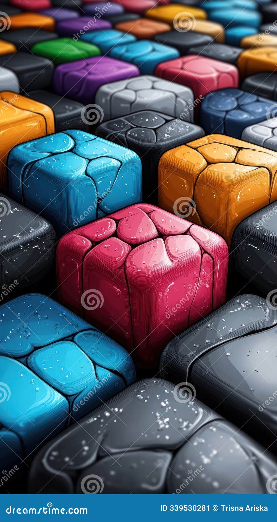 A Colorful Arrangement of Textured Cubes in Various Shades, Creating a ...