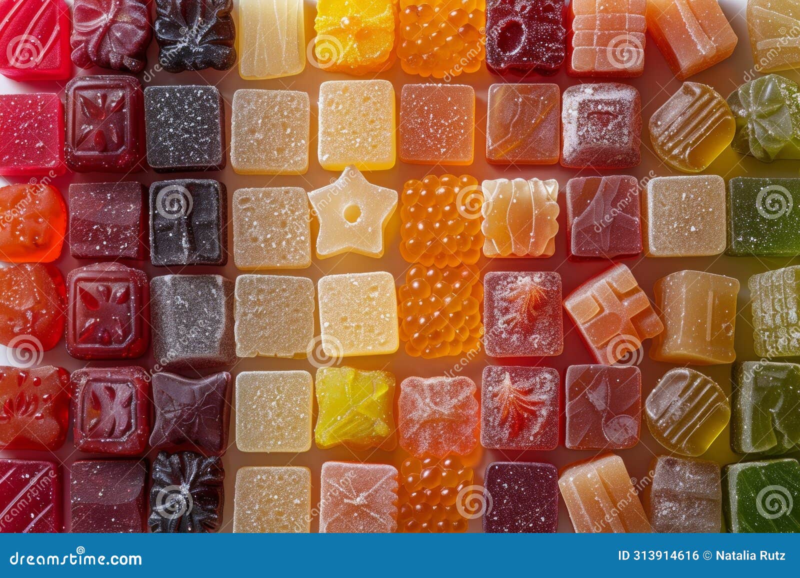 A Colorful Array of Assorted Gummy Candies Neatly Arranged ...