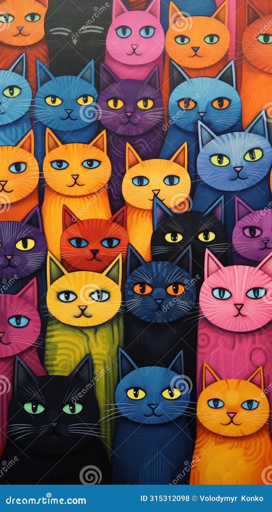 A Colorful Array of Cats stock photo. Image of imaginative - 315312098
