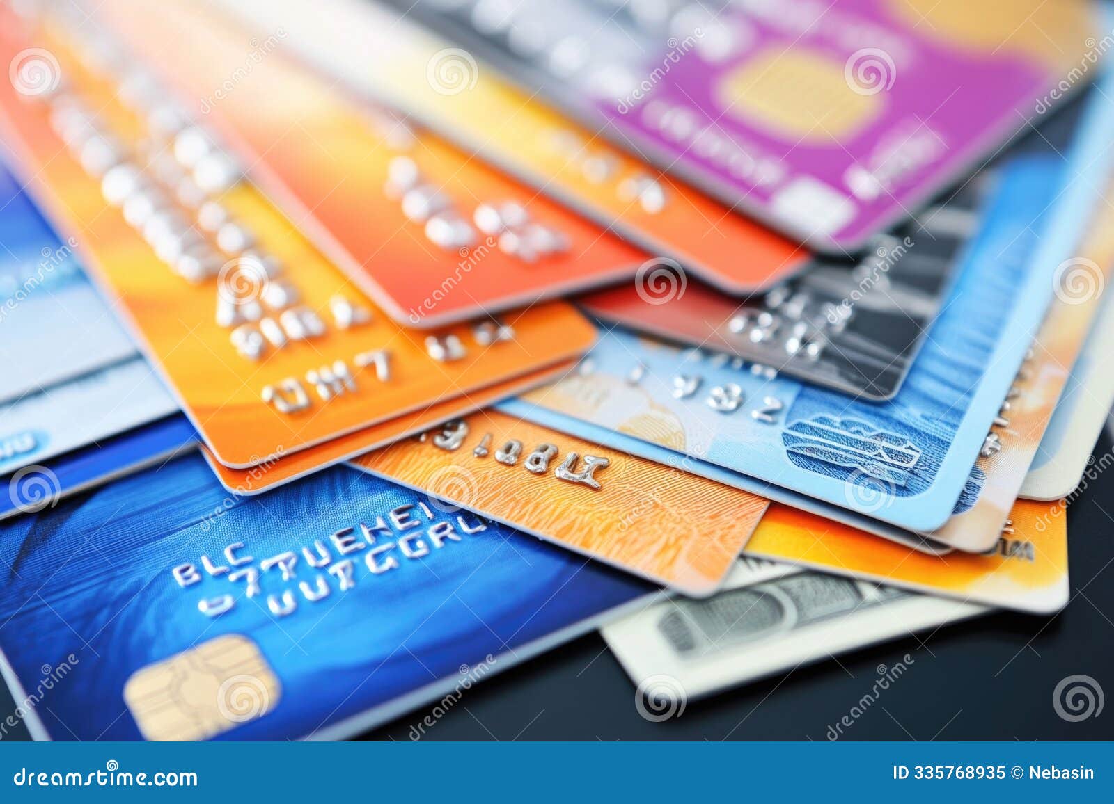 Colorful Array of Credit and Debit Cards with Focus on Digital ...