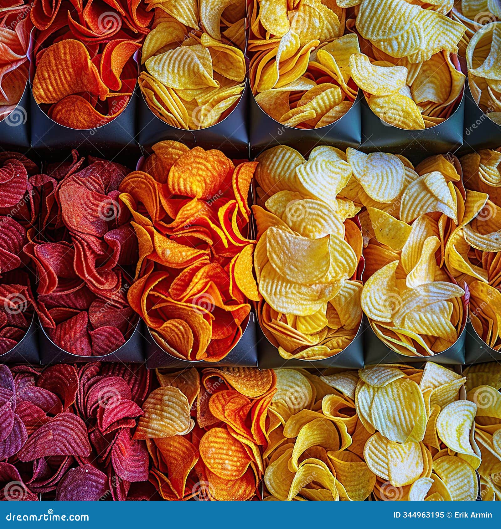 A Colorful Array of Crispy Potato Chips in Various Flavors, Perfect for ...