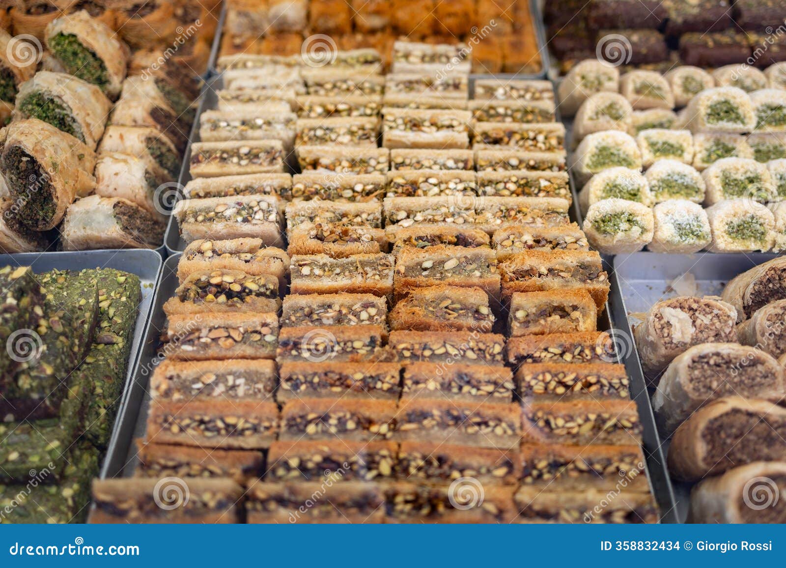 Colorful Array Of Delights, Nuts, Pastry, And Syrup Sweets Royalty-Free ...