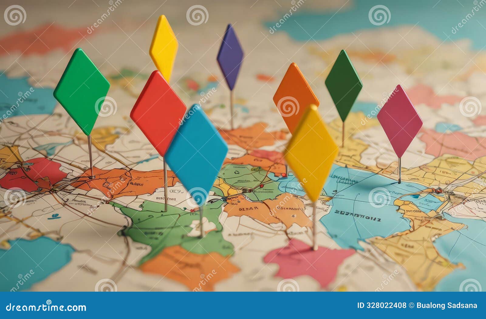 Colorful Array Diamond-shaped Pins, Each with Unique Color, is Arranged ...