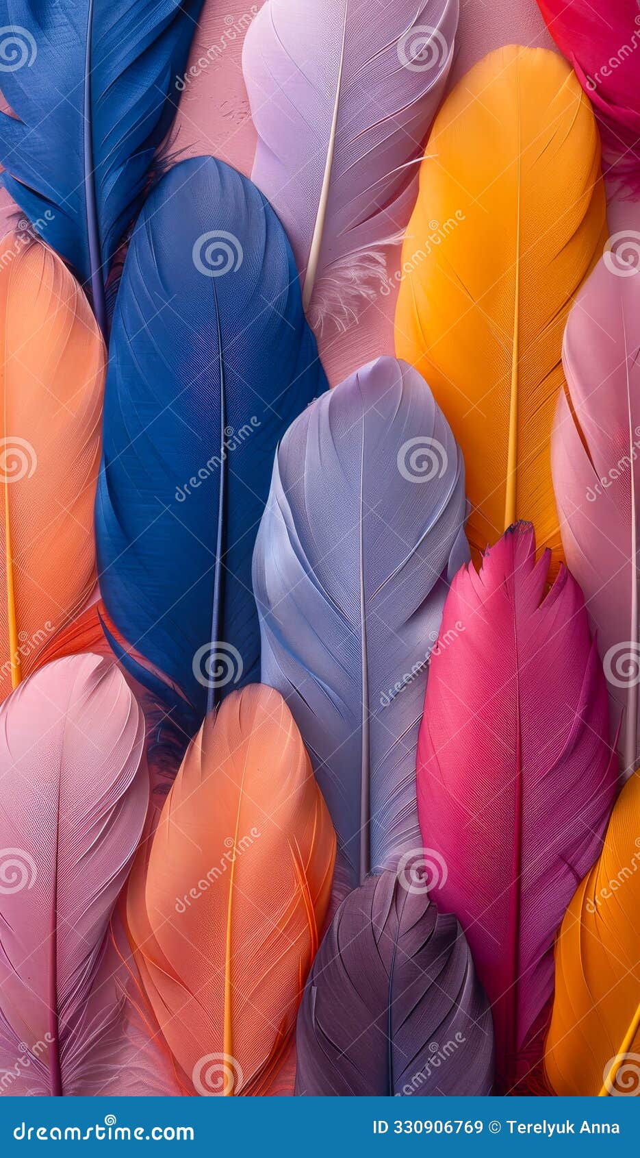 A Colorful Array of Feathers with a Blue and Orange Feather in the ...