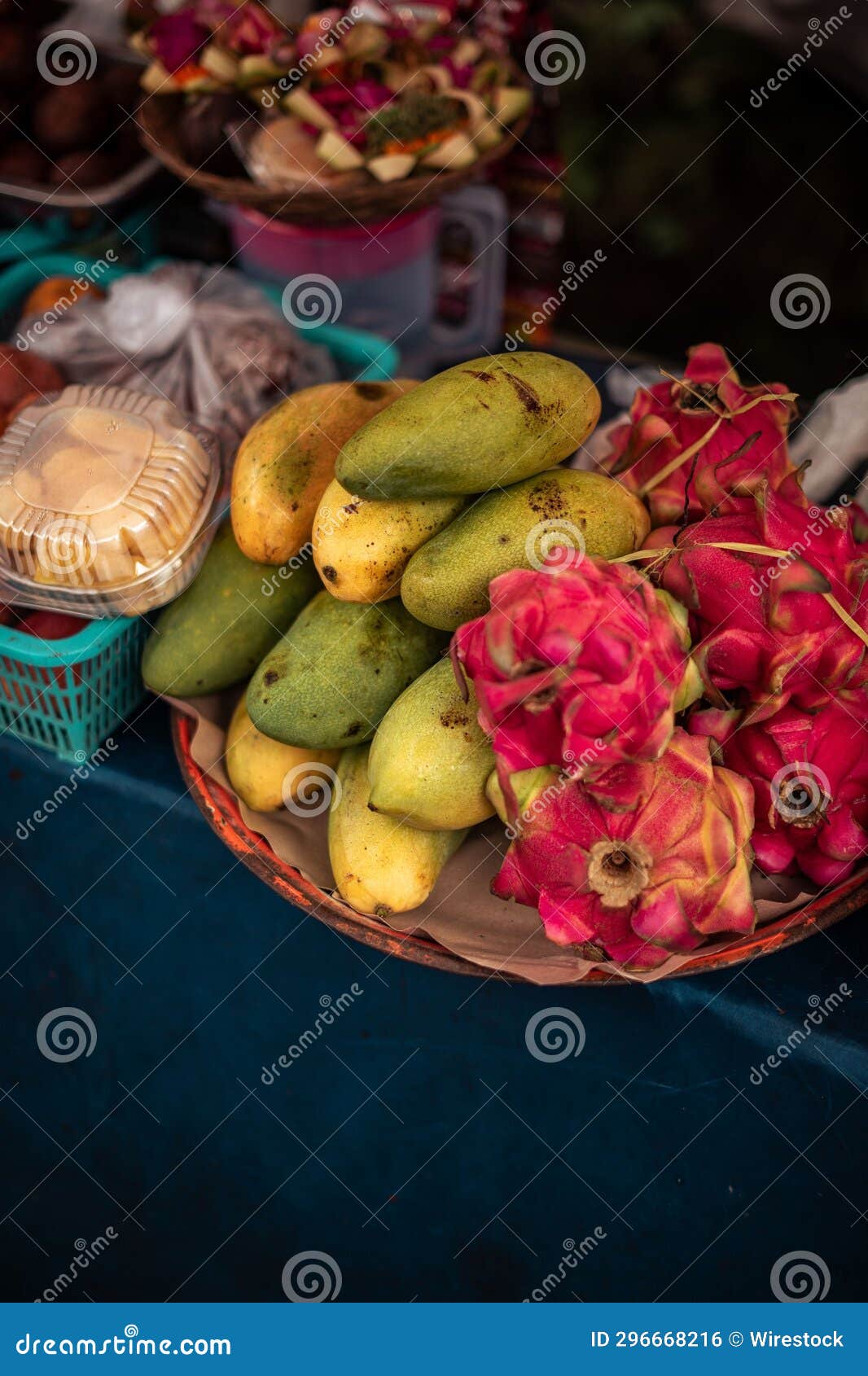 A Lot of Fruit on the Table with Baskets of Nuts Stock Photo - Image of ...
