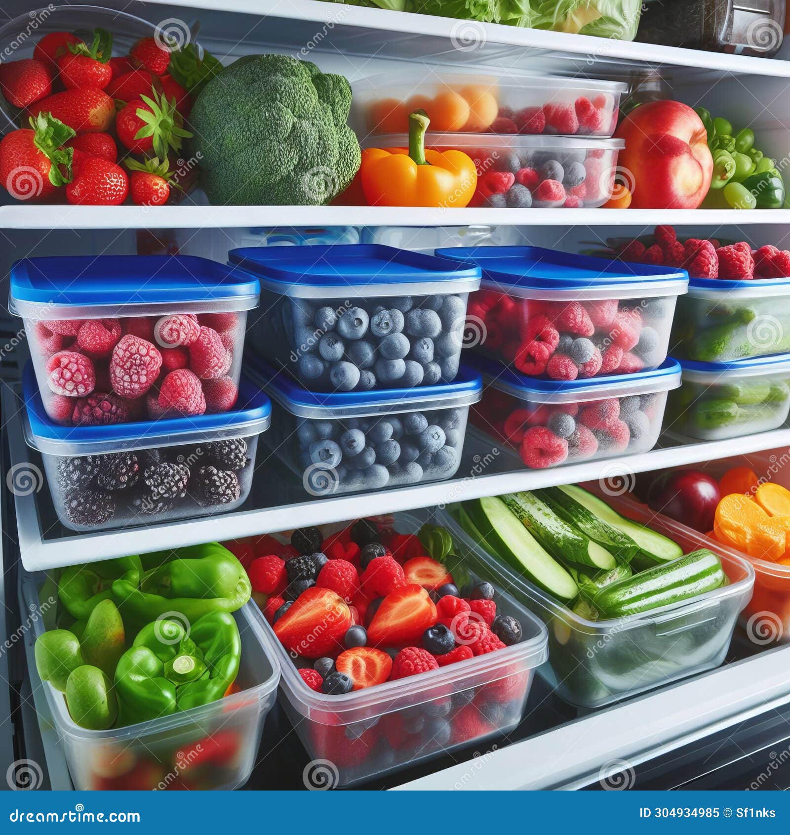 A Colorful Array of Fresh Fruits and Vegetables Neatly Organized in a ...