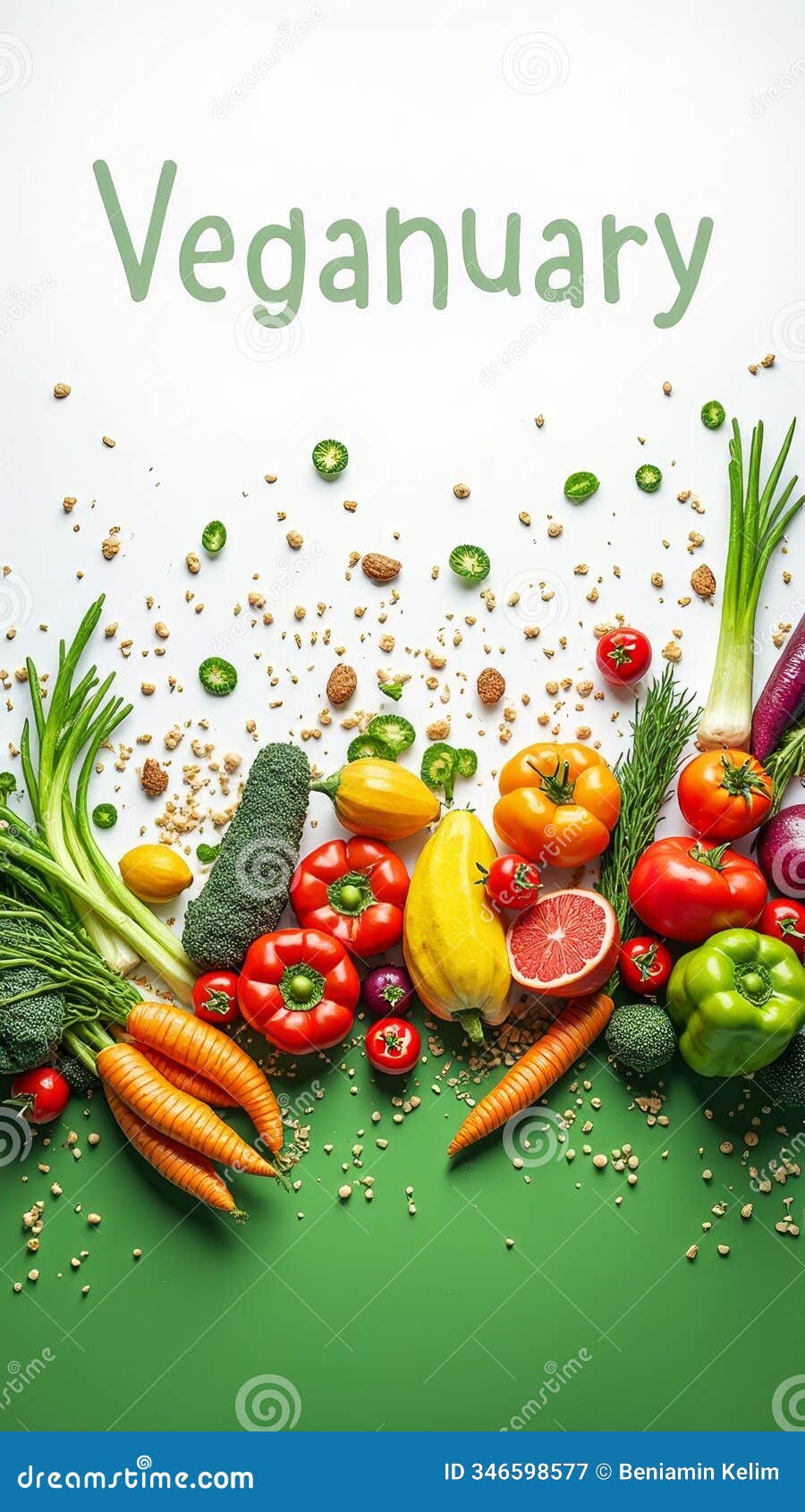 Colorful Array of Fresh Vegetables and Fruits Celebrating Veganuary ...