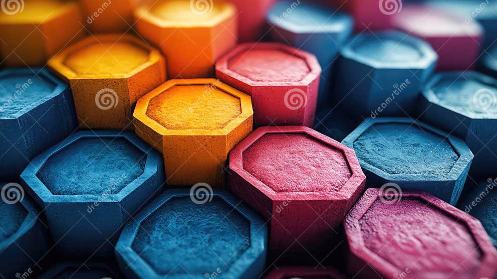 A Colorful Array of Hexagonal Blocks Arranged in a Gradient ...