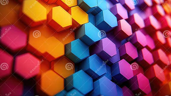 A Colorful Array of Hexagonal Blocks Arranged in a Gradient ...