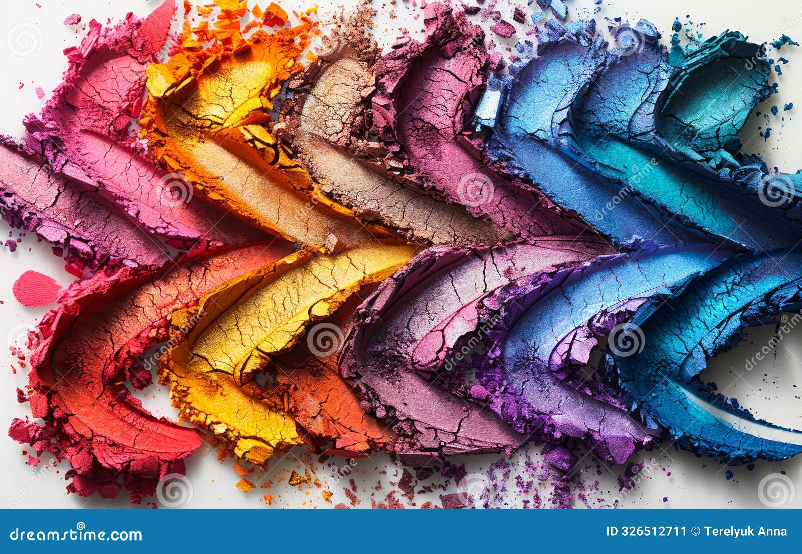 A Colorful Array of Makeup Powder is Spread Out on a White Background ...