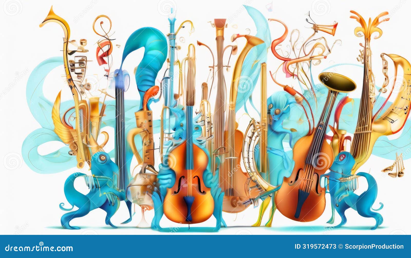 Colorful Array of Musical Instruments Abstract Art Stock Image - Image ...