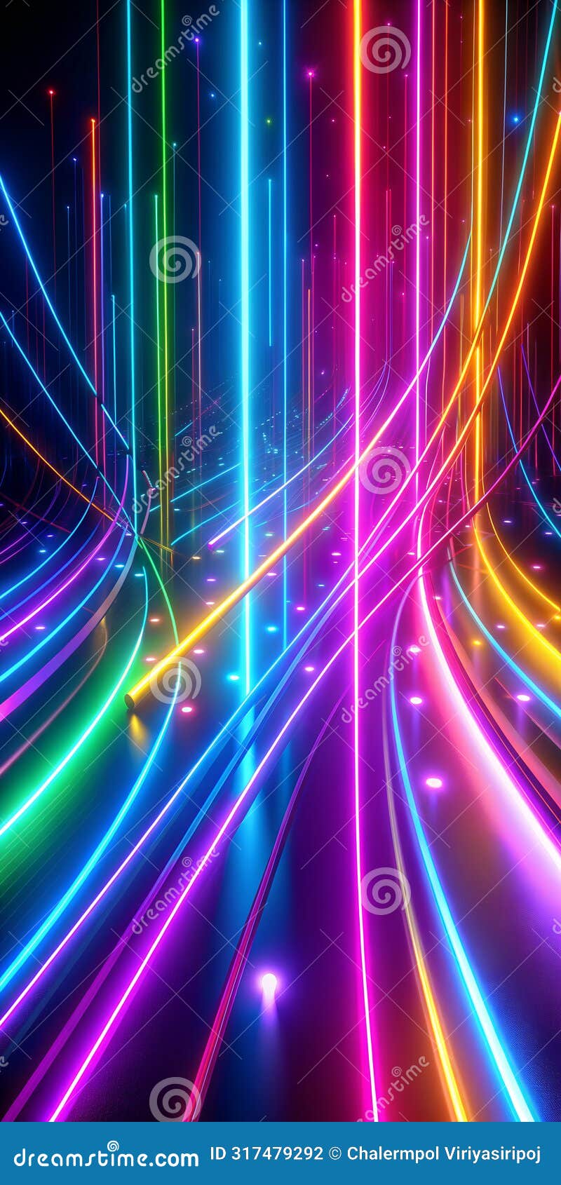 A Colorful Array of Neon Lights on a Black Background. Stock ...