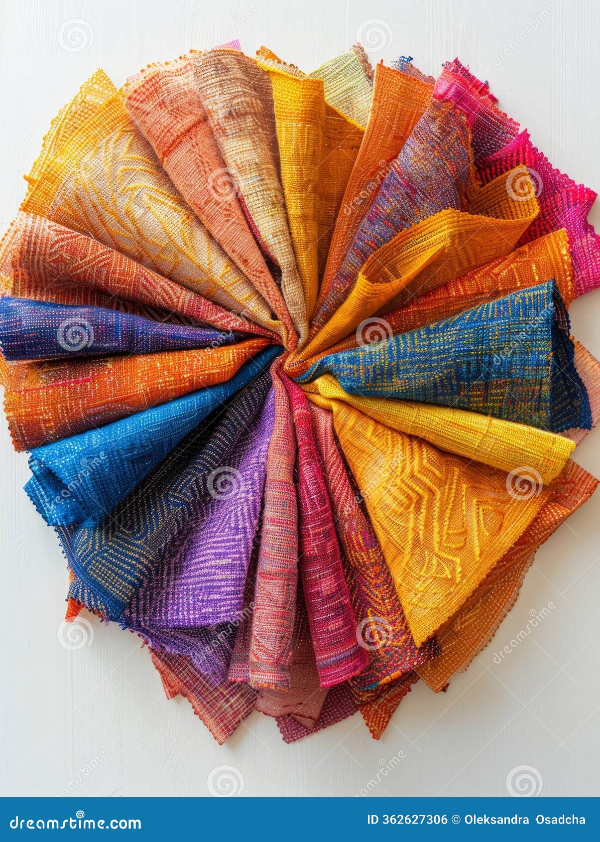 A Colorful Array of Patterned Fabric Swatches Arranged in a Circle ...