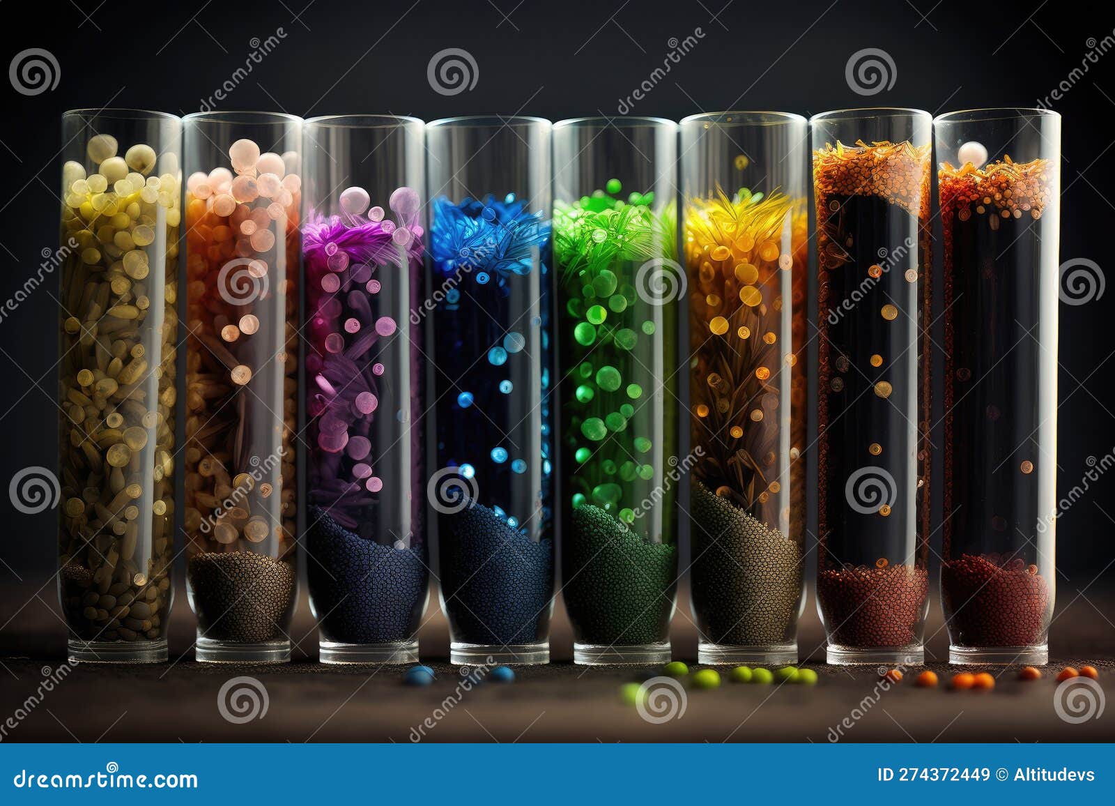 A Colorful Array of Seeds in Test Tubes, Ready To Be Planted Stock ...
