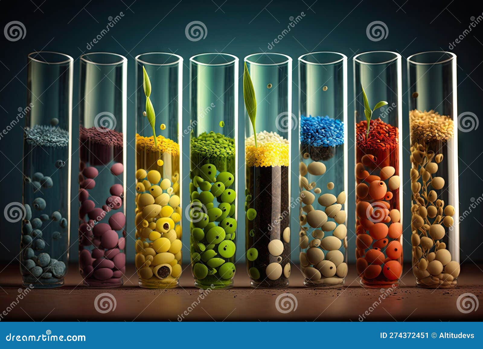 A Colorful Array of Seeds in Test Tubes, Ready To Be Planted Stock ...