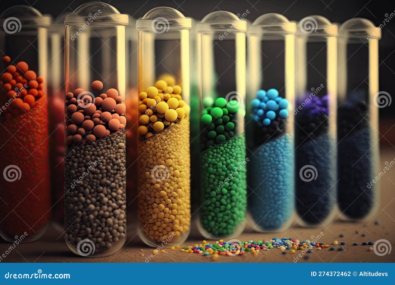 A Colorful Array of Seeds in Test Tubes, Ready To Be Planted Stock ...
