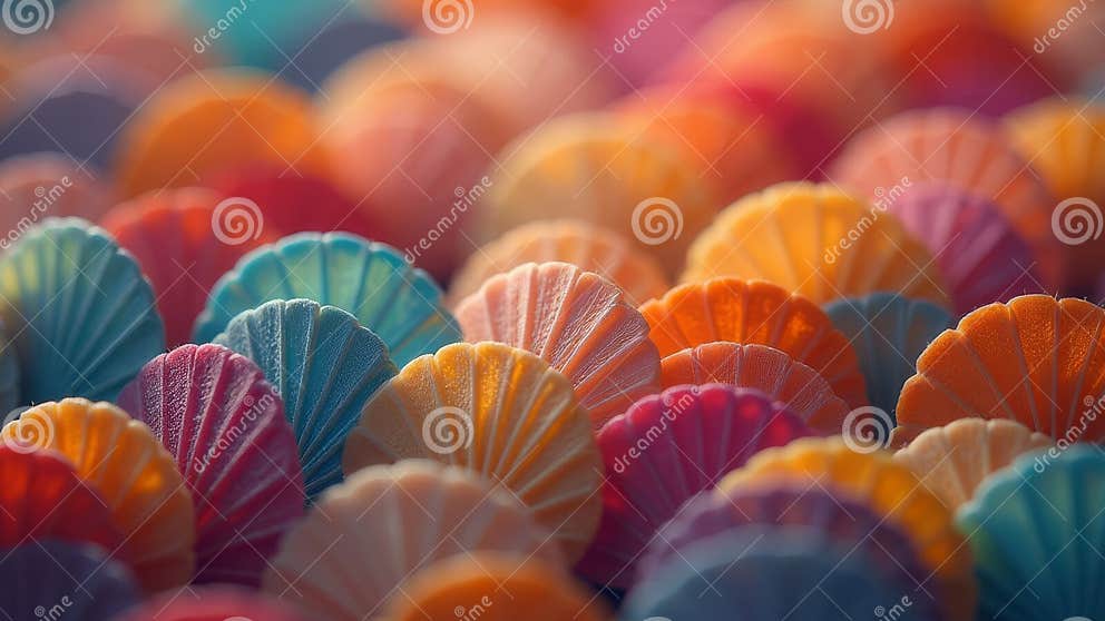 A Colorful Array of Shells with a Blue and Orange Shell in the Middle ...