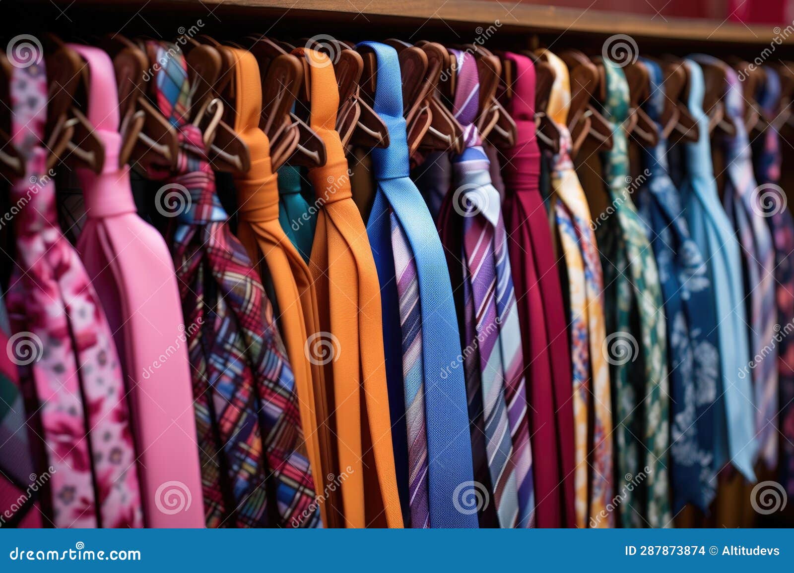 A Colorful Array of Ties and Bow Ties on Hangers Stock Illustration ...