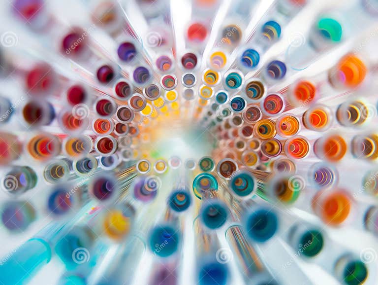 Colorful Array of Tubes Perspective Stock Photo - Image of illusion ...