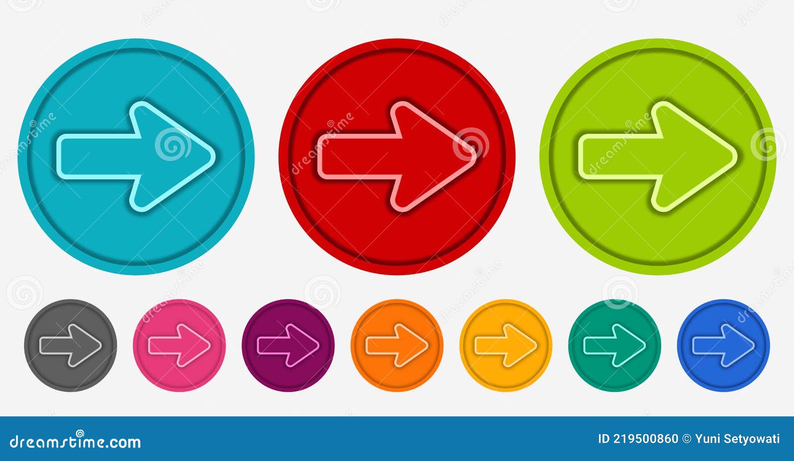 Colorful Arrow in Circle Button Icon Isolated Design Stock Illustration ...