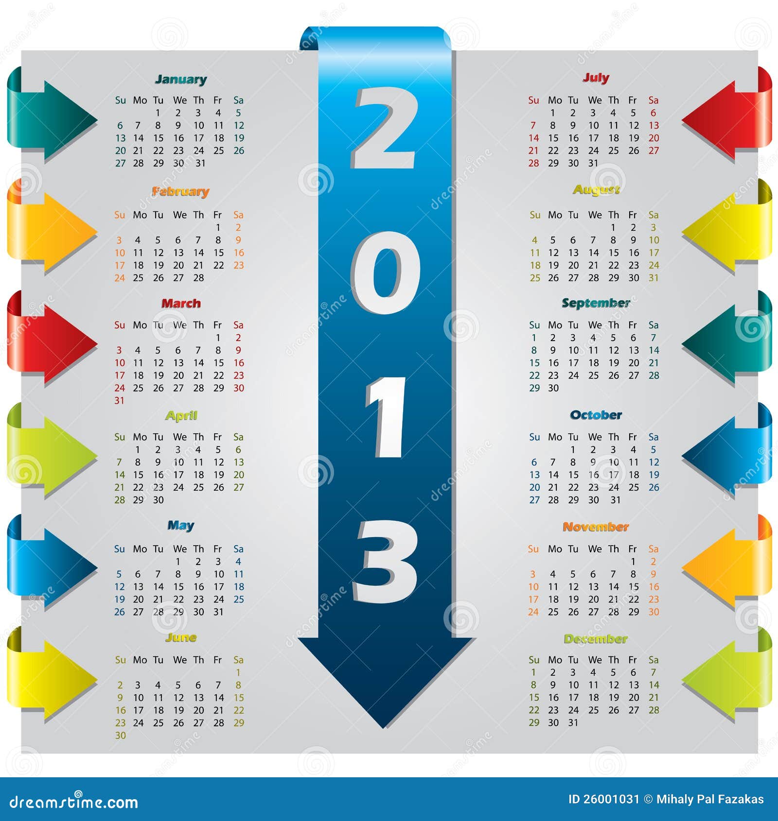 Colorful Arrow Design Calendar Stock Vector - Illustration of orange ...