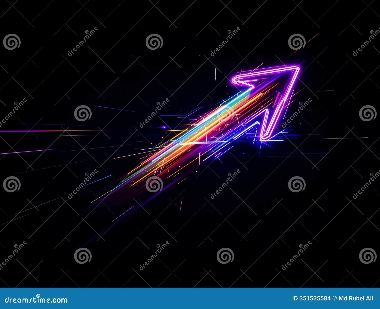A Colorful Arrow Made of Glowing Light Beams Stock Illustration ...