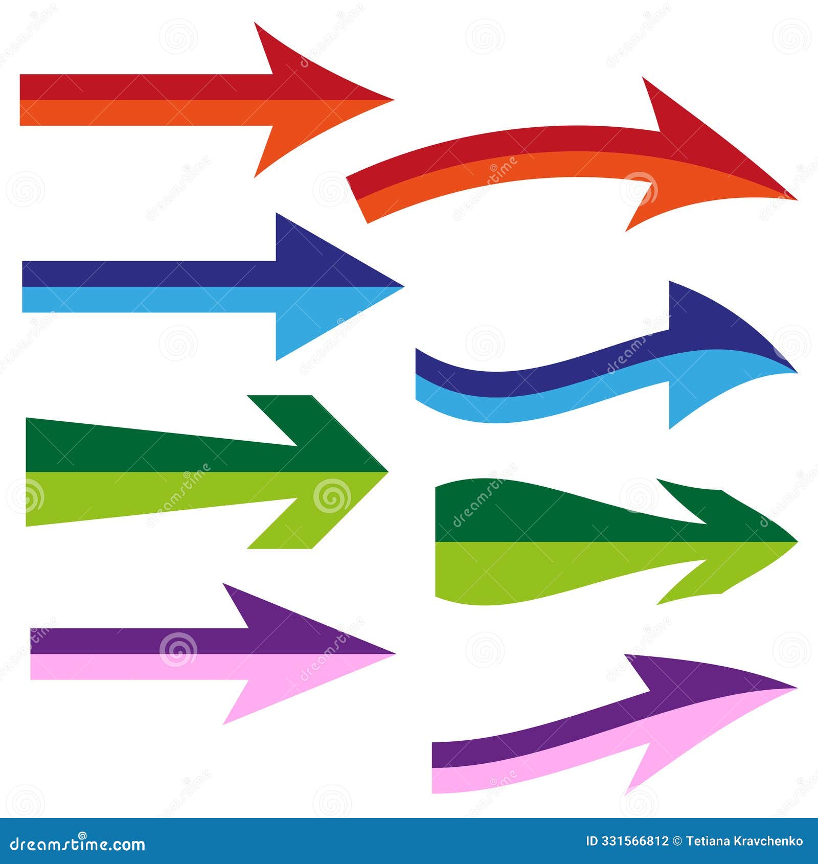 Colorful Arrow Set. Various Directions. Bold Vector Design. Dynamic ...