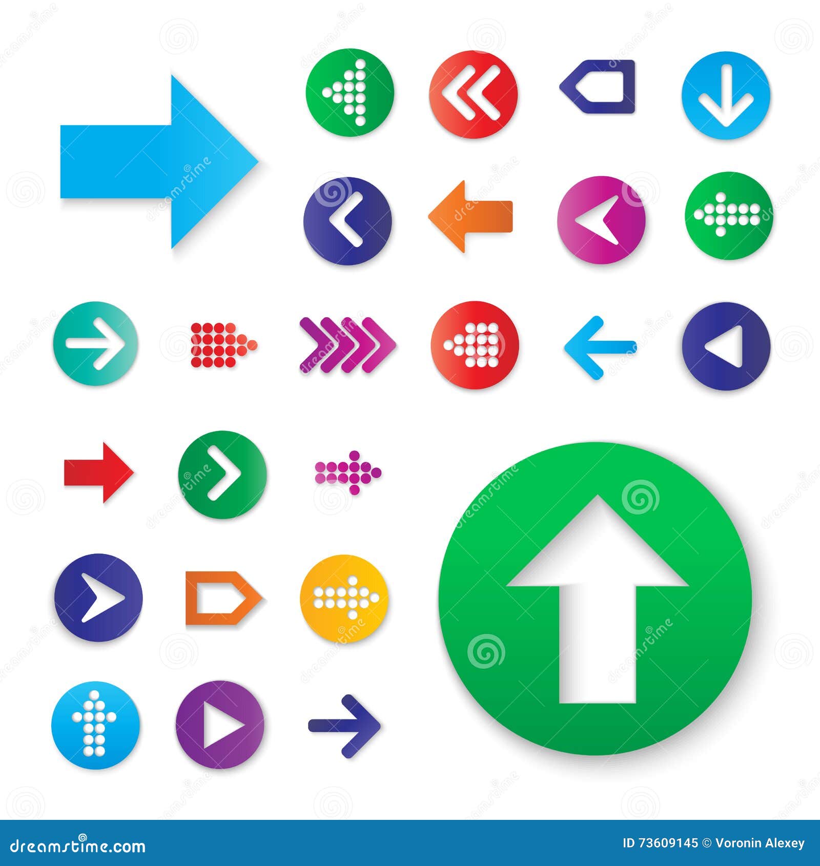 Colorful Arrow Sign Icon Set. Stock Illustration - Illustration of ...