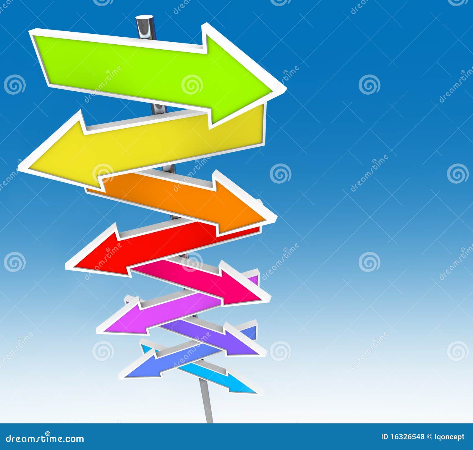 Colorful Arrow SIgns and Blue Sky Stock Illustration - Illustration of ...