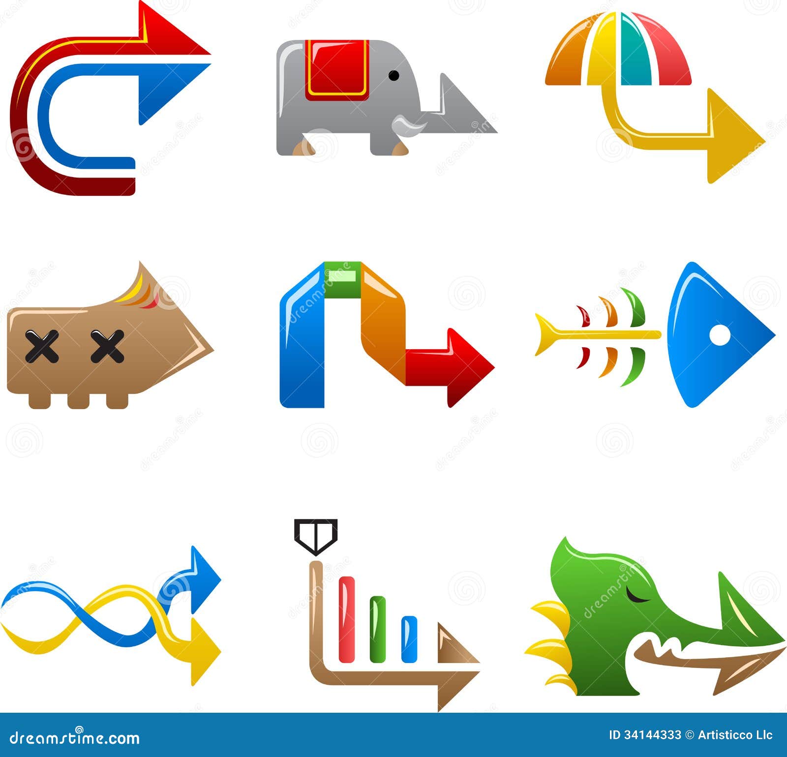 Colorful arrow signs stock vector. Illustration of symbol - 34144333