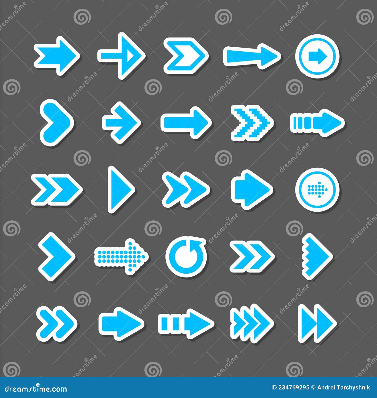 Colorful Arrow Stickers Set. Blue Cursor Icons, Pointers Collection ...