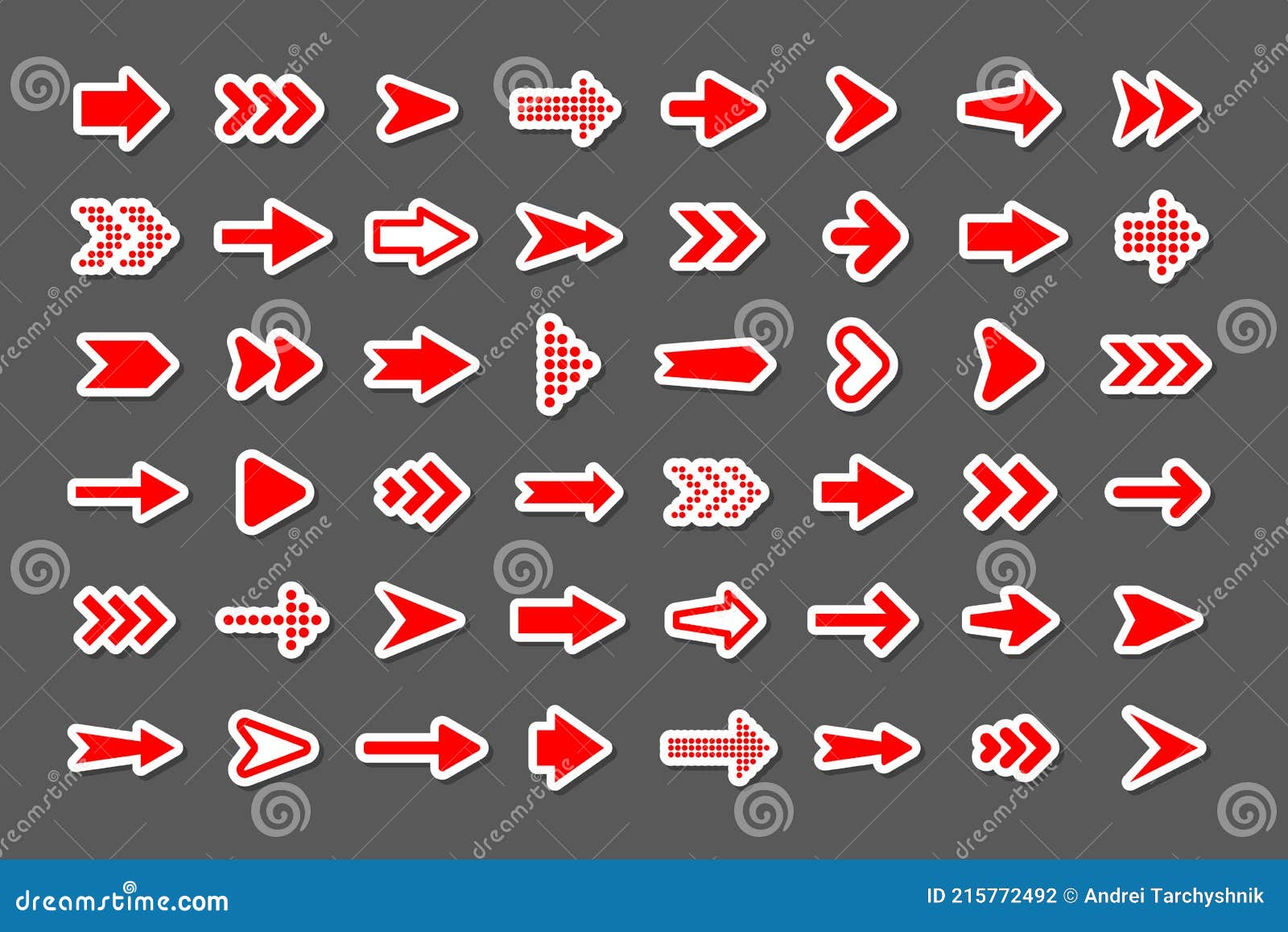 Colorful Arrow Stickers Set. Red Cursor Icons, Pointers Collection ...