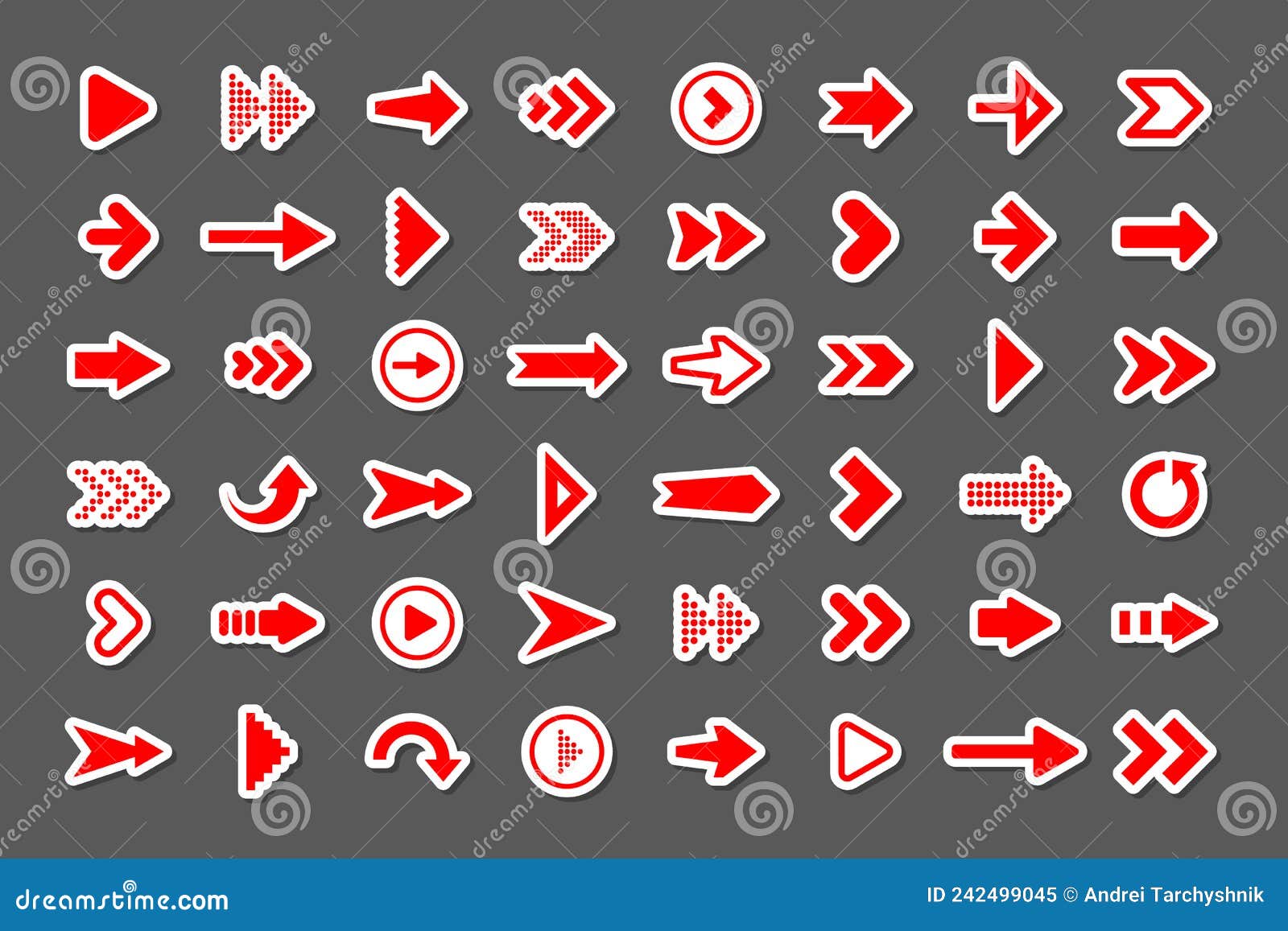 Colorful Arrow Stickers Set. Red Cursor Icons, Pointers Collection ...
