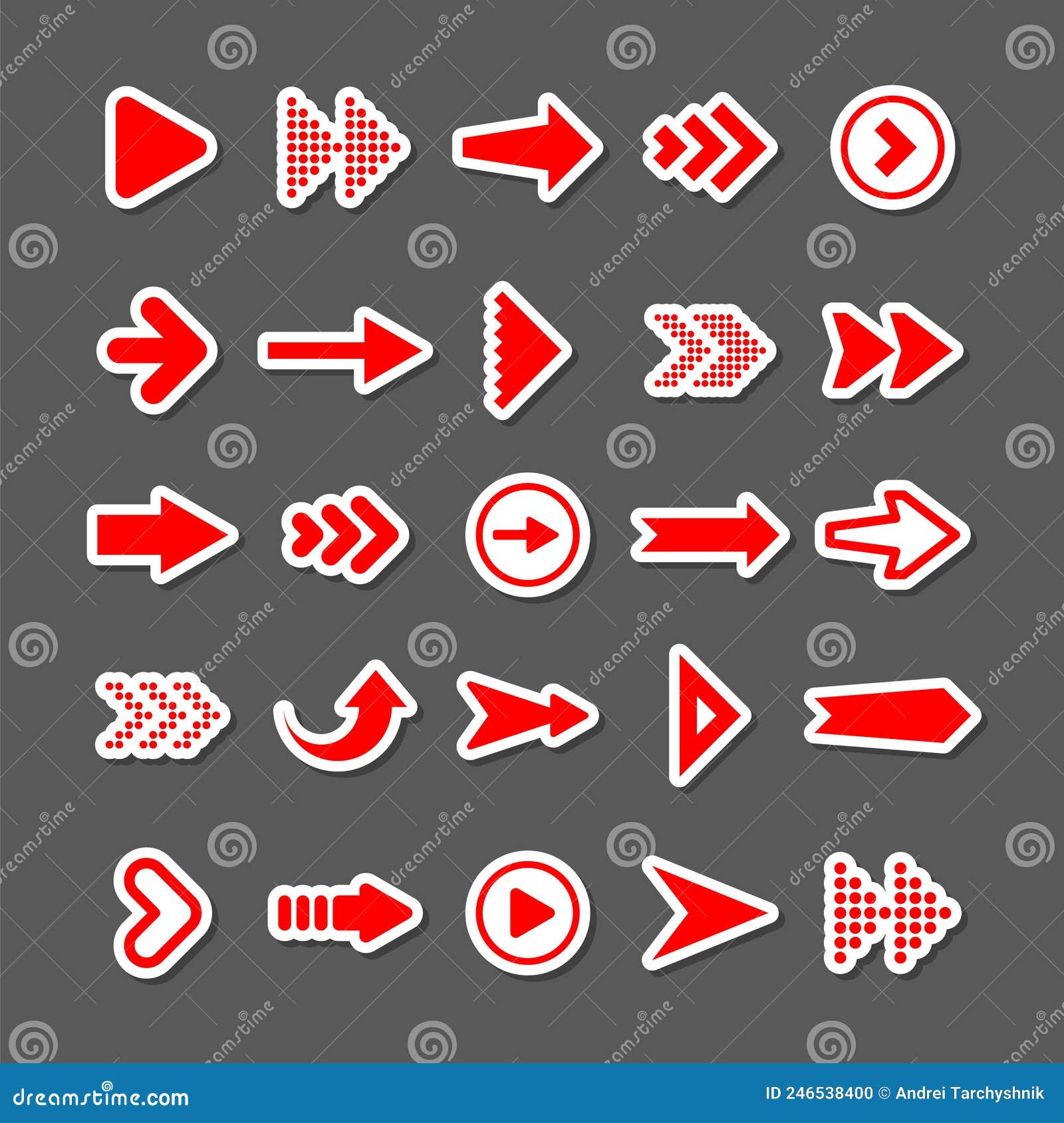 Colorful Arrow Stickers Set. Red Cursor Icons, Pointers Collection ...