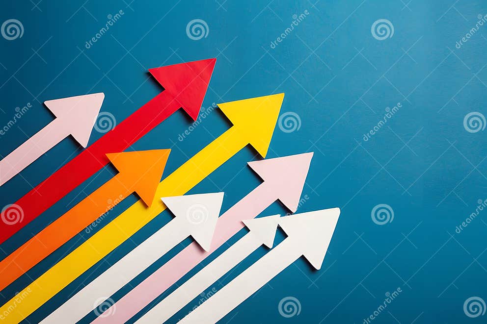 Colorful Arrows on Blue Background Symbolize Growth and Movement ...