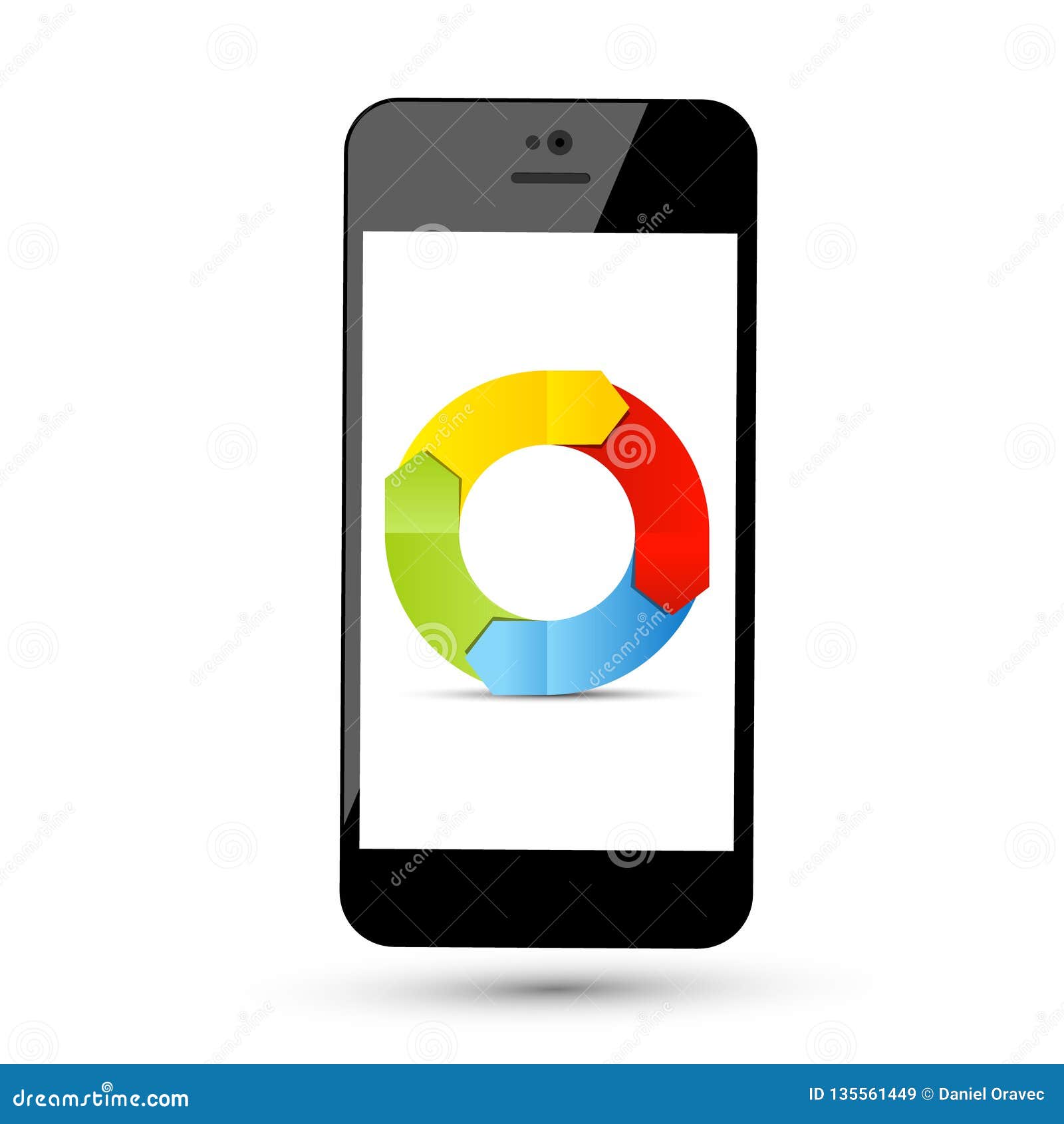 Colorful Arrows in Circle on Phone Screen Stock Vector - Illustration ...