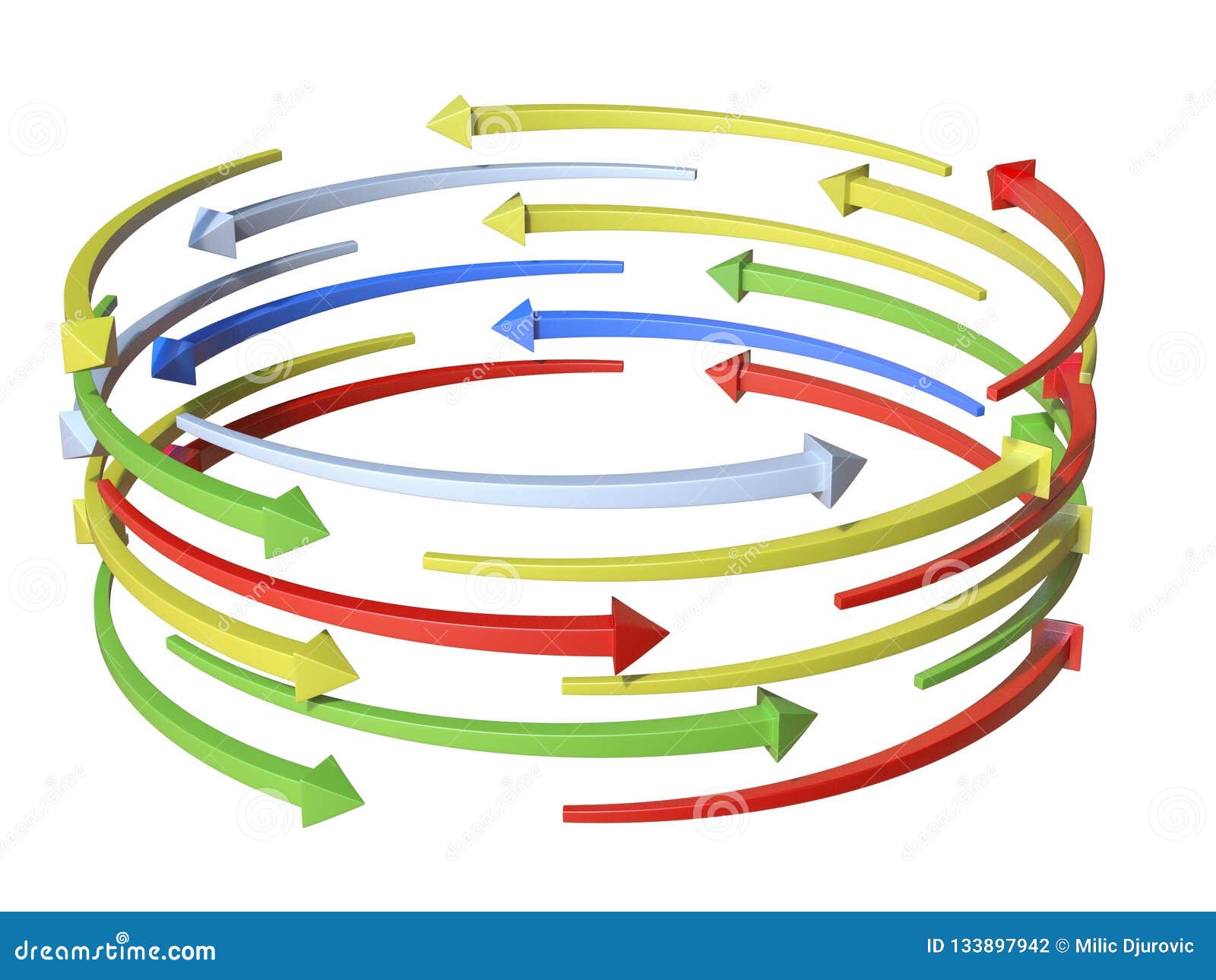 Colorful Arrows Cylinder Chart 3D Stock Illustration - Illustration of ...