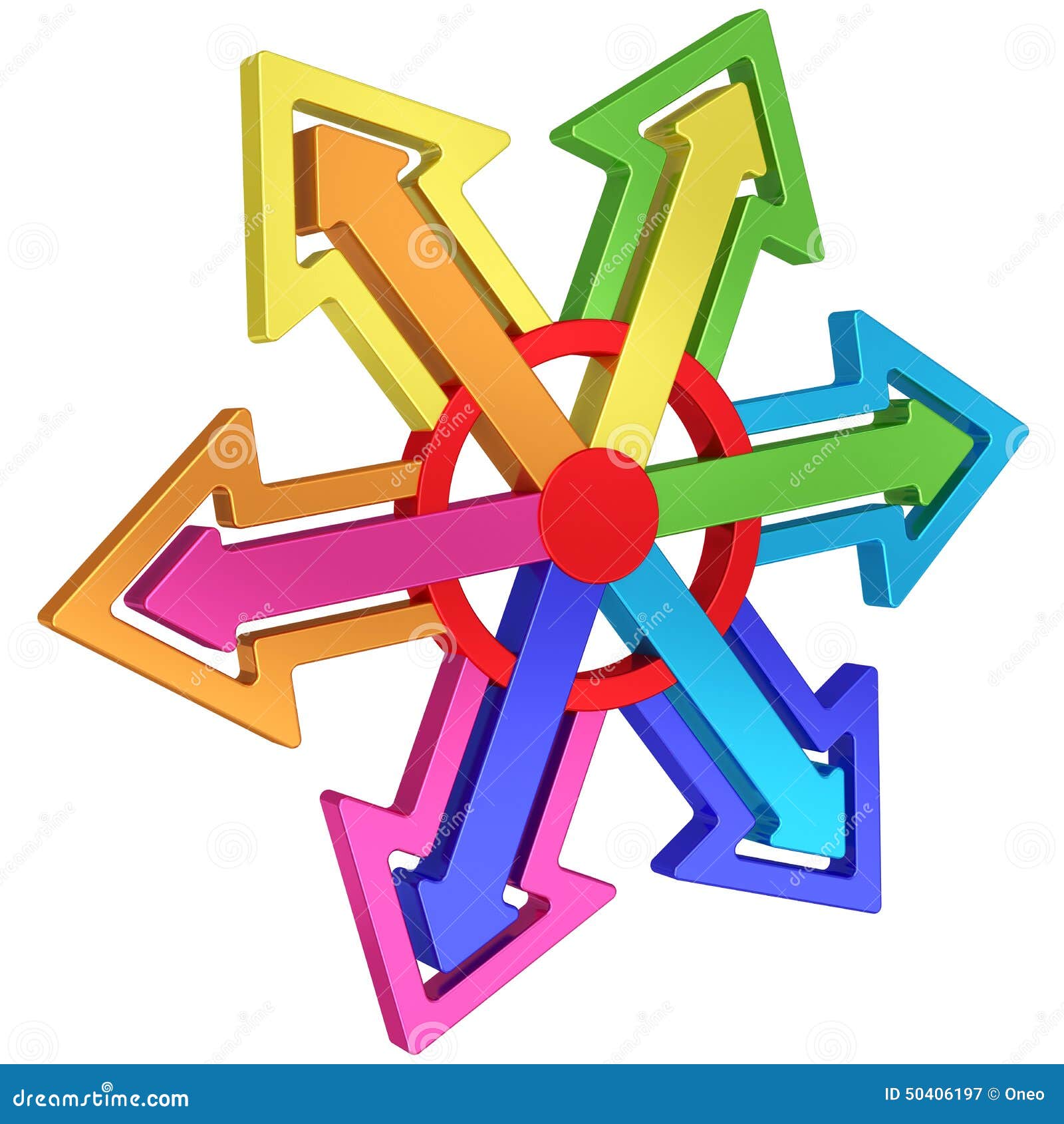 Colorful Arrows of Different Directions with Red Center on White Stock ...